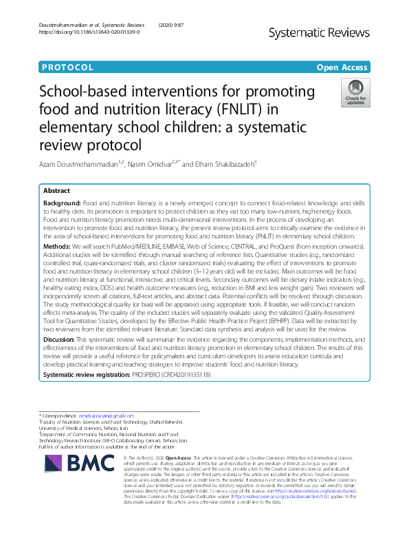 (PDF) School-based interventions for promoting food and nutrition ...