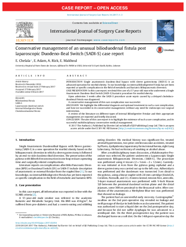 (PDF) Conservative management of an unusual bilioduodenal fistula post ...