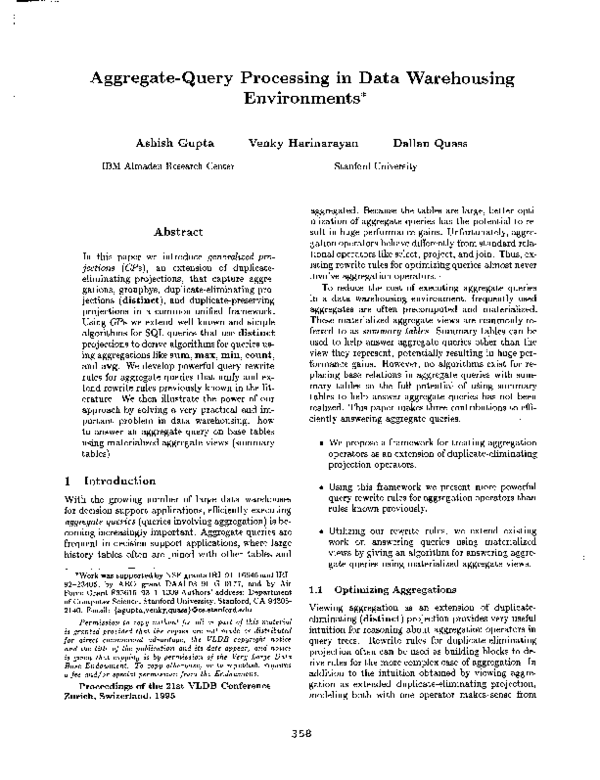(PDF) Processing in Data Warehousing Environments | Dallan Quass - Academia.edu