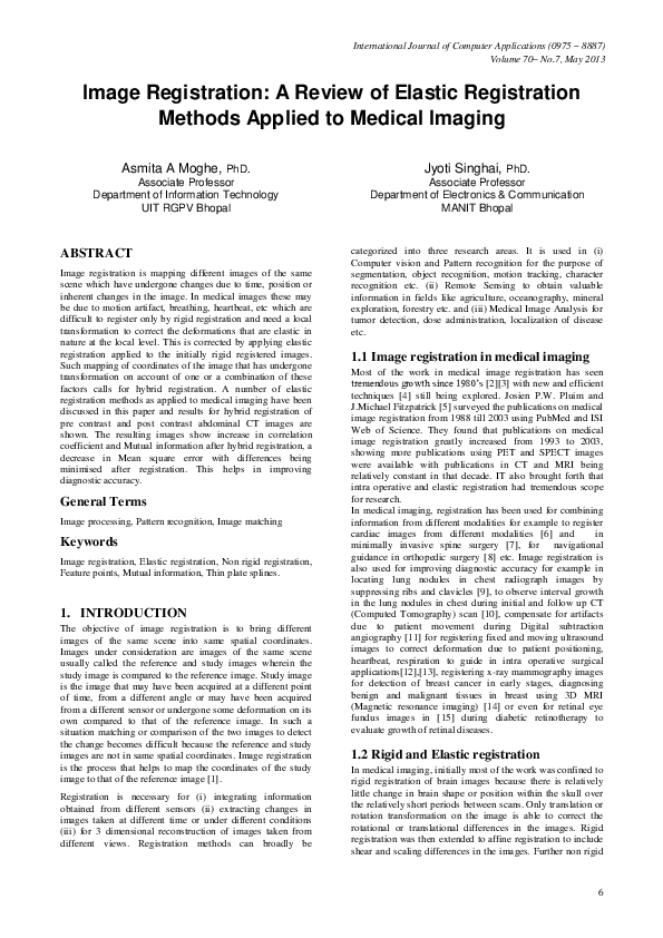 (PDF) Image Registration: A Review of Elastic Registration Methods ...