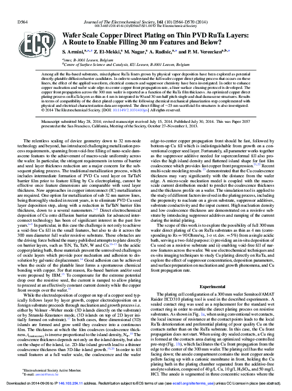 (PDF) Wafer Scale Copper Direct Plating on Thin PVD RuTa Layers: A ...