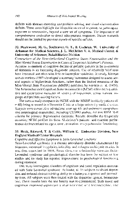 (PDF) Comparison of the neurobehavioral cognitive status examination ...