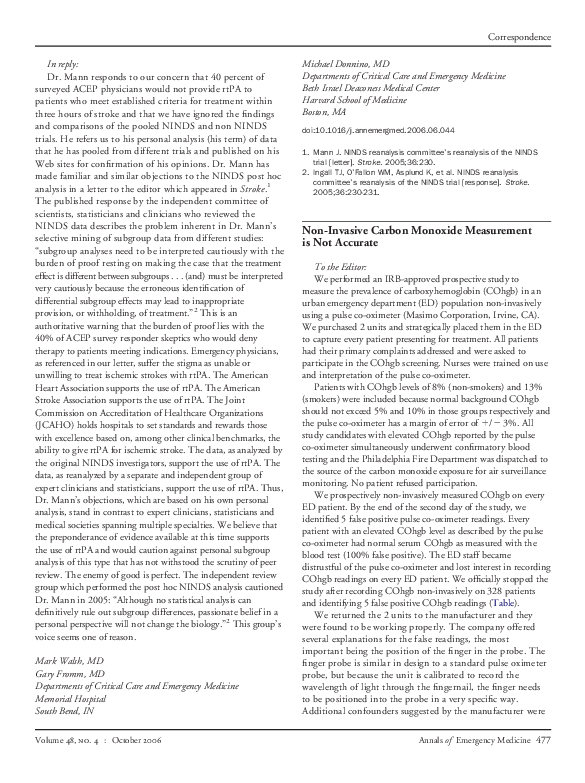 (PDF) Non-Invasive Carbon Monoxide Measurement is Not Accurate