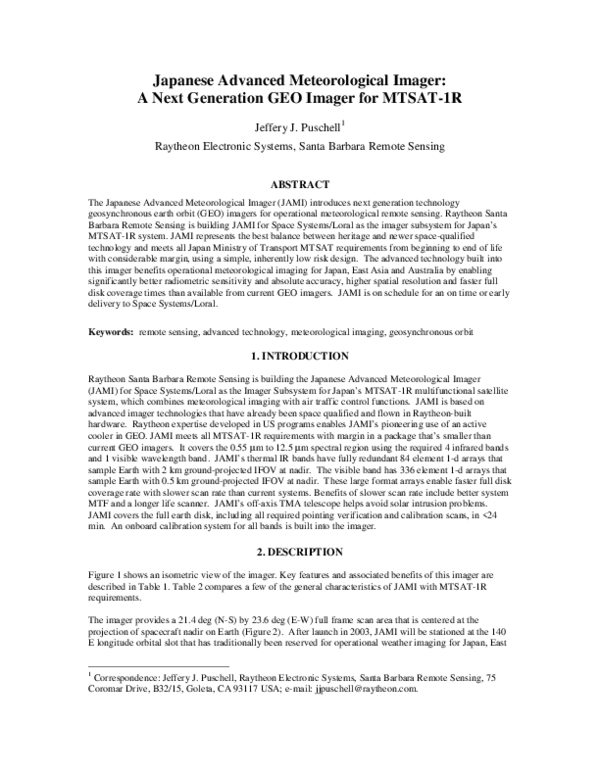 (PDF) Japanese Advanced Meteorological Imager: a next generation GEO ...