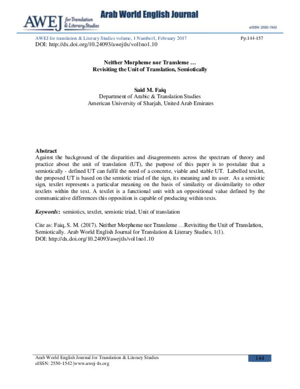 (PDF) Neither Morpheme nor Transleme … Revisiting the Unit of ...