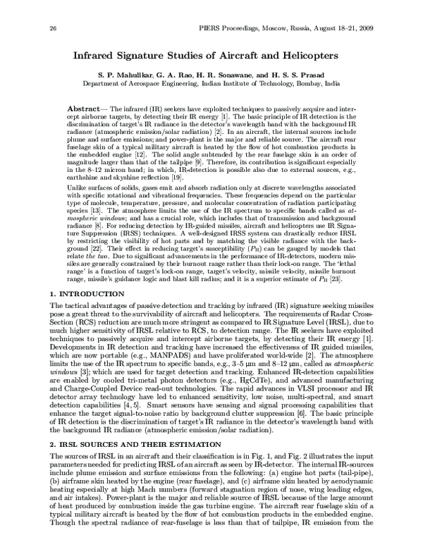 (PDF) Infrared Signature Studies of Aircraft and Helicopters
