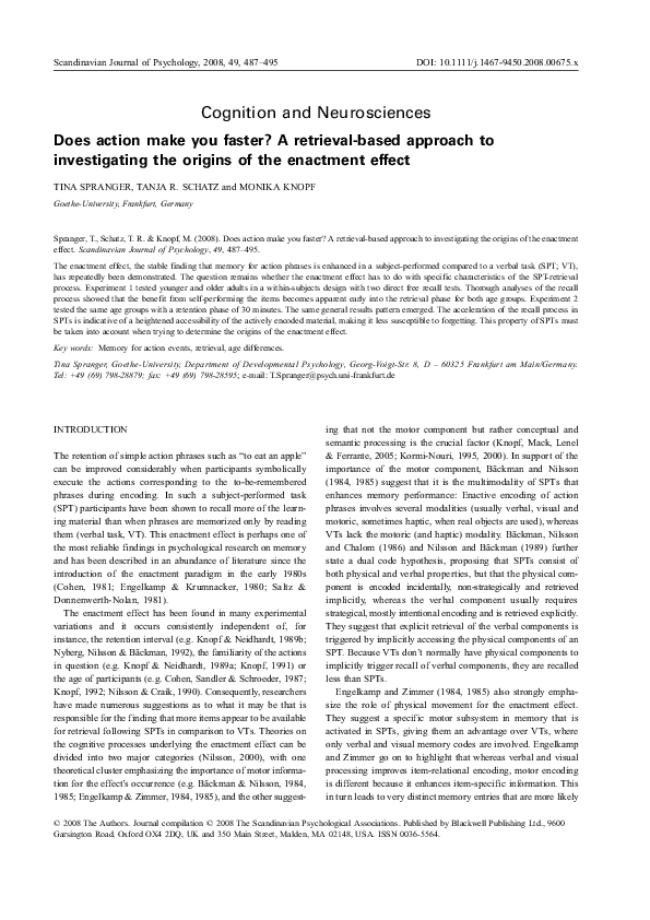 (PDF) Does action make you faster? A retrieval-based approach to ...
