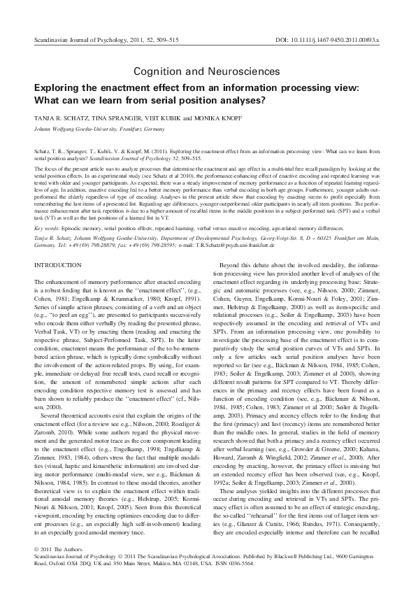 (PDF) Exploring the enactment effect from an information processing ...