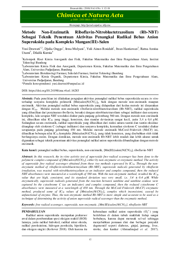 Metode Non-Enzimatik Riboflavin-Nitrobluetetrazolium (Rb-NBT) Sebagai ...