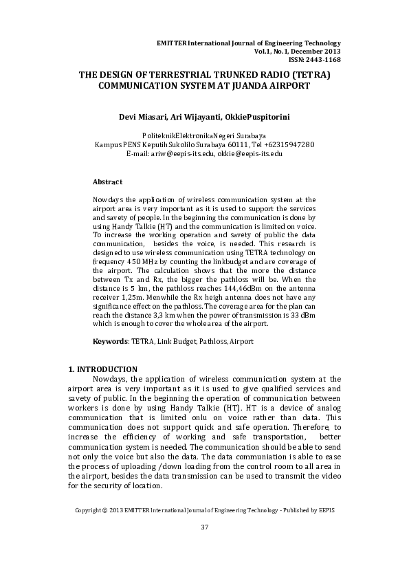 (PDF) The Design of Terrestrial Trunked Radio (TETRA) Communication ...