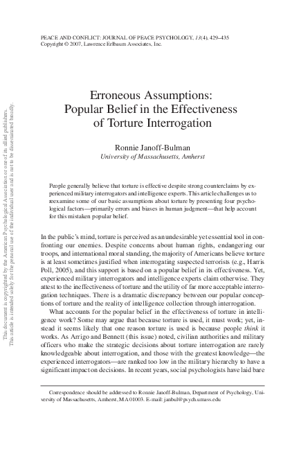 (PDF) Erroneous assumptions: Popular belief in the effectiveness of ...