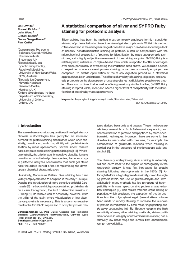 (PDF) A statistical comparison of silver and SYPRO Ruby staining for ...