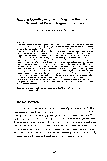Pdf Handling Overdispersion With Negative Binomial And Generalized Poisson Regression Models