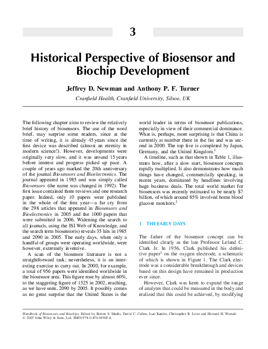 (PDF) Historical Perspective of Biosensor and Biochip Development