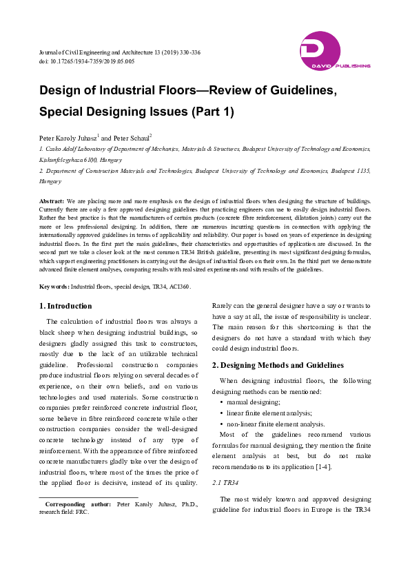 (PDF) Design of Industrial Floors—Review of Guidelines, Special ...
