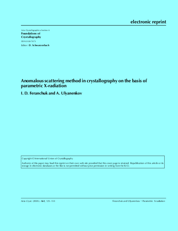 Anomalous scattering method in crystallography on the basis of ...