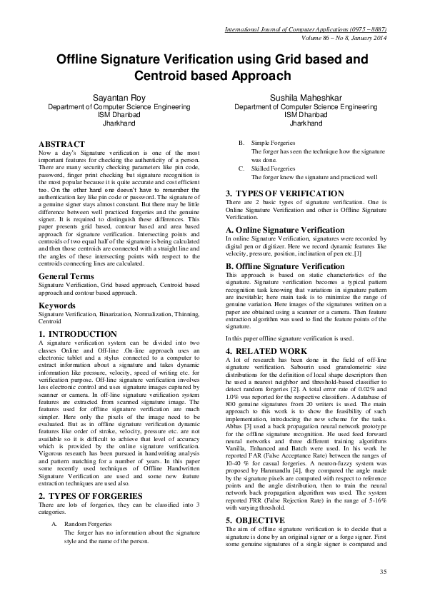 (PDF) Offline Signature Verification using Grid based and Centroid ...