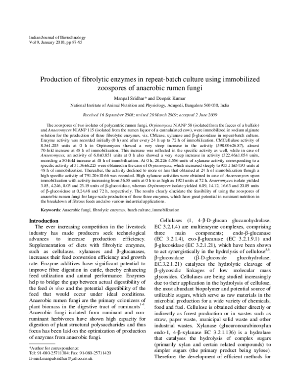 (PDF) Production of fibrolytic enzymes in repeat-batch culture using ...