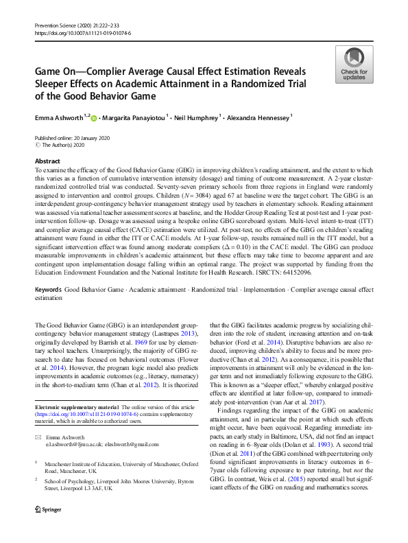Pdf Game On—complier Average Causal Effect Estimation Reveals Sleeper