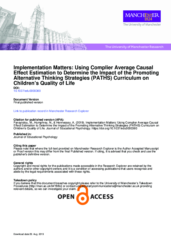 Pdf Implementation Matters Using Complier Average Causal Effect