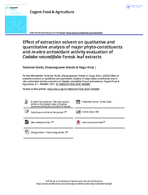 (PDF) Effect of extraction solvent on qualitative and quantitative analysis of major phyto ...