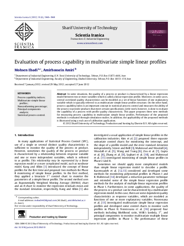 (PDF) Evaluation of process capability in multivariate simple linear profiles