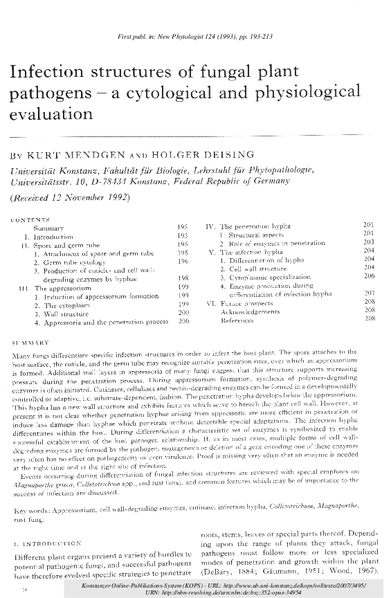 (PDF) Infection structures of fungal plant pathogens - a cytological ...