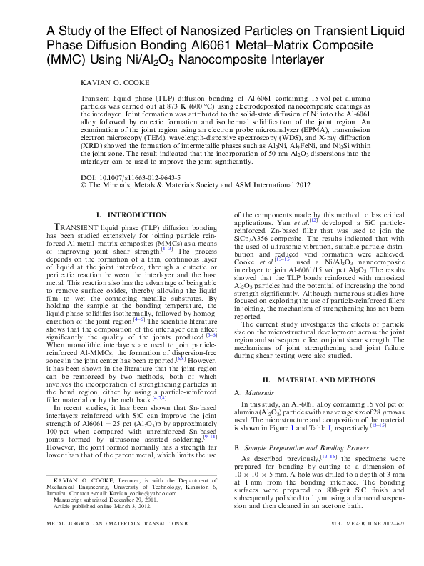 (PDF) A Study of the Effect of Nanosized Particles on Transient Liquid ...