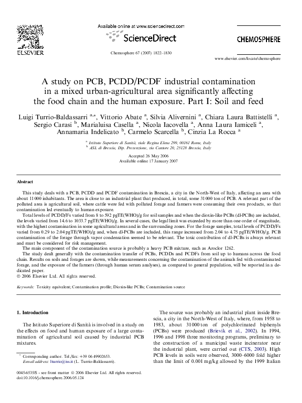 (PDF) A study on PCB, PCDD/PCDF industrial contamination in a mixed ...