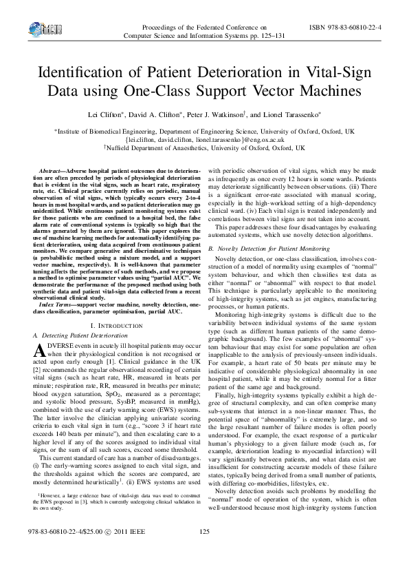 (PDF) Identification of patient deterioration in vital-sign data using ...