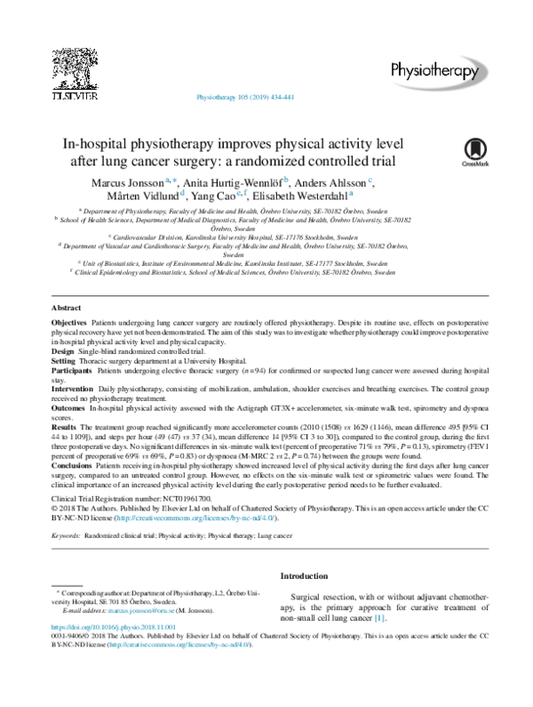 (PDF) In-hospital physiotherapy improves physical activity level after ...