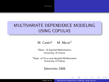 (PDF) MULTIVARIATE DEPENDENCE MODELING USING COPULAS