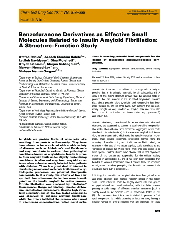 (PDF) Benzofuranone derivatives as effective small molecules related to ...