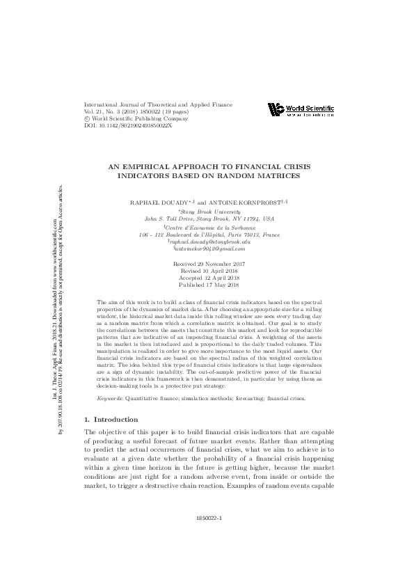 (PDF) An Empirical Approach to Financial Crisis Indicators Based on ...