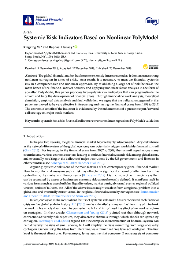 (PDF) Systemic Risk Indicators Based on Nonlinear PolyModel