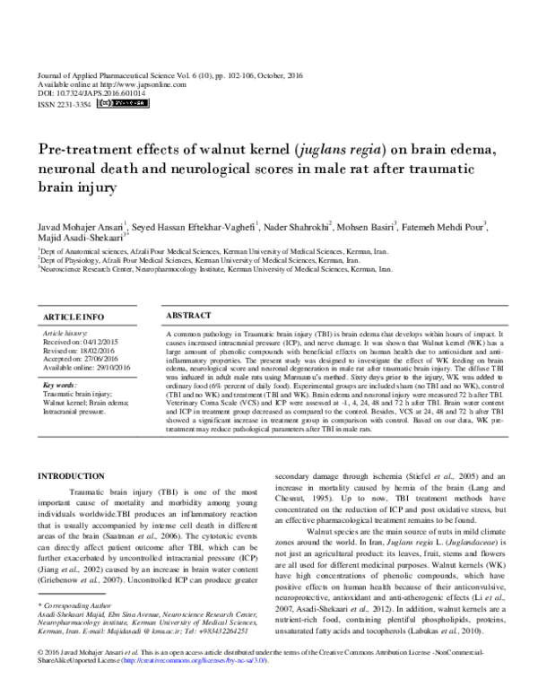 (PDF) Pre-treatment effects of walnut kernel (juglans regia) on brain ...