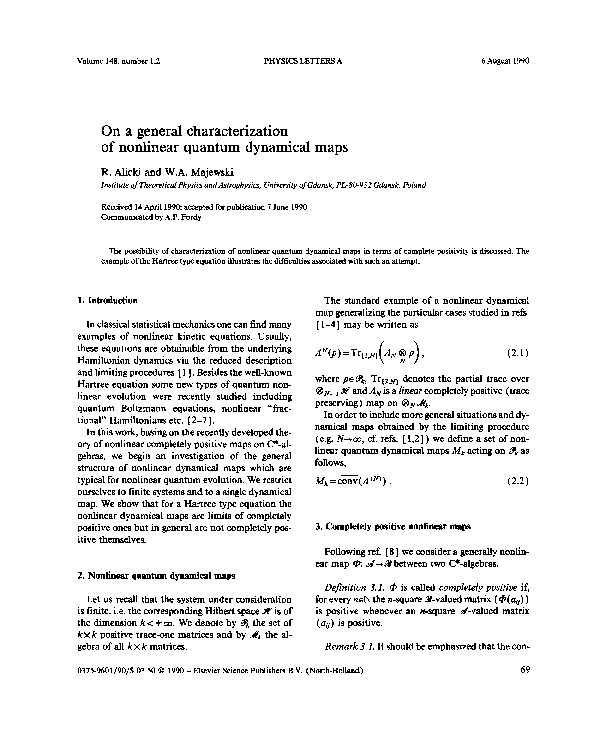 (PDF) On a general characterization of nonlinear quantum dynamical maps