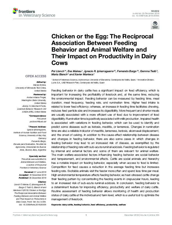 (PDF) Chicken or the Egg: The Reciprocal Association Between Feeding ...