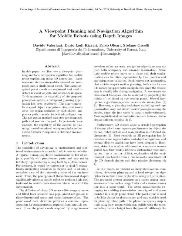 (PDF) A Viewpoint Planning and Navigation Algorithm for Mobile Robots ...
