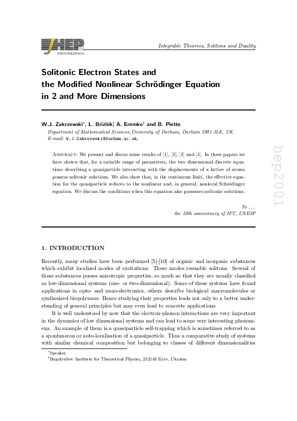 (PDF) Solitonic electron states and the modified non-linear Schrodinger ...