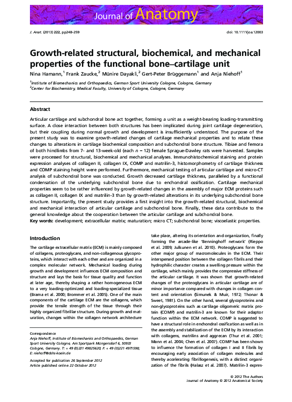 (PDF) Growth-related structural, biochemical, and mechanical properties ...