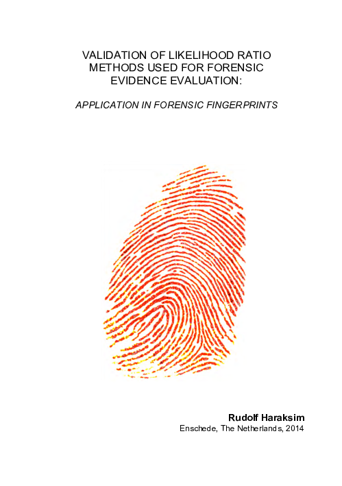 Pdf Validation Of Likelihood Ratio Methods Used For Forensic Evidence