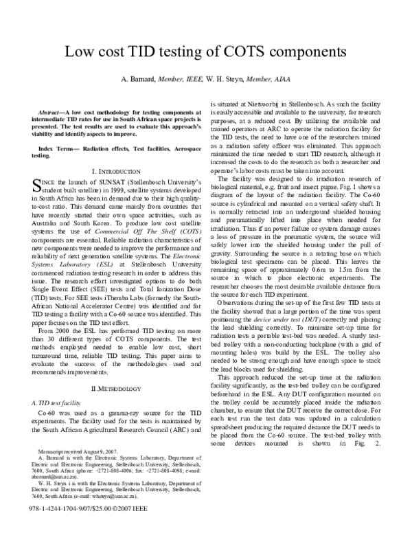 (PDF) Low cost TID testing of COTS components