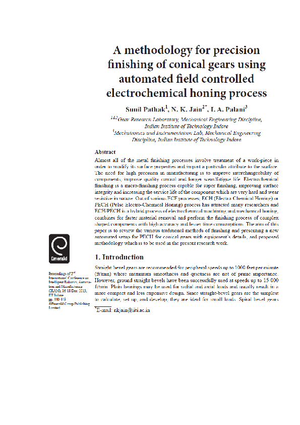 (PDF) Methodology for precision finishing of conical gears using ...