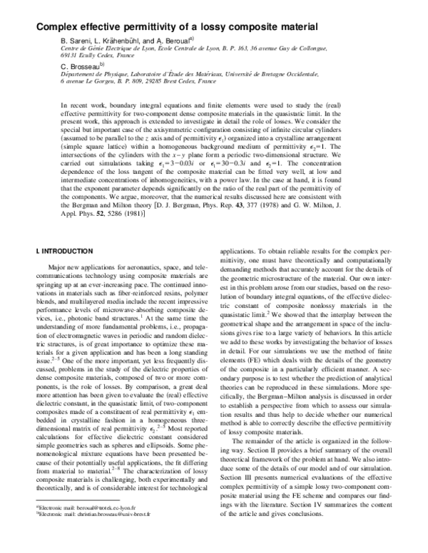 (PDF) Complex effective permittivity of a lossy composite material