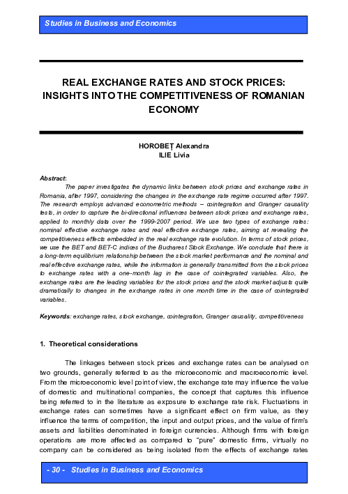 (PDF) Real Exchange Rates and Stock Prices: Insights Into the ...