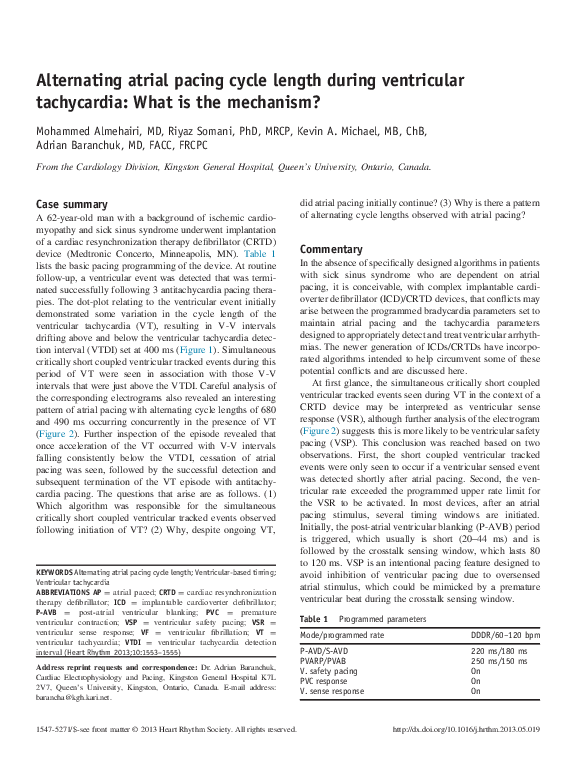 (PDF) Alternating atrial pacing cycle length during ventricular ...