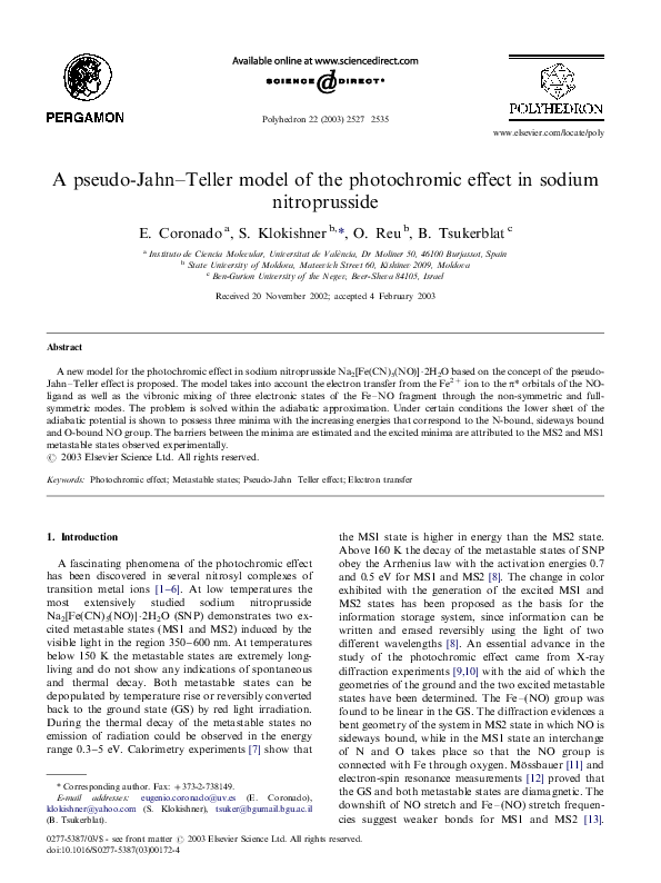 (PDF) A pseudo-Jahn–Teller model of the photochromic effect in sodium ...