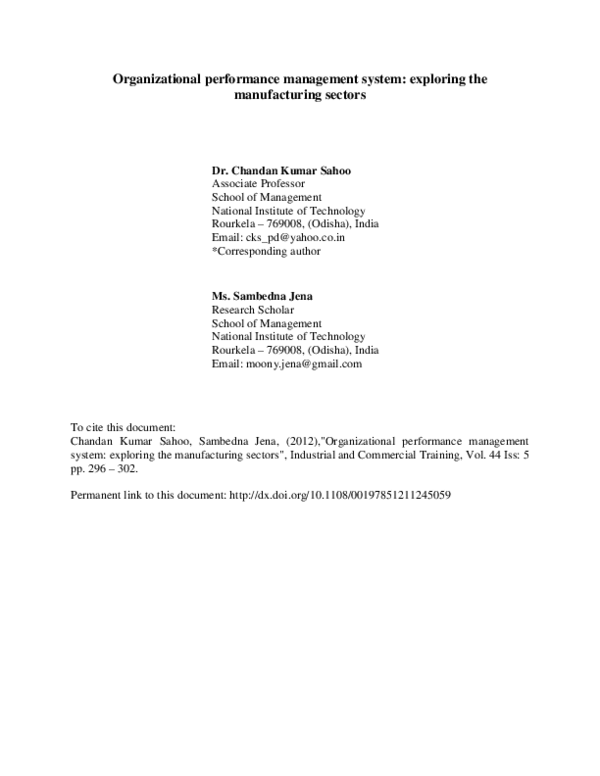 (PDF) Organizational performance management system: exploring the ...