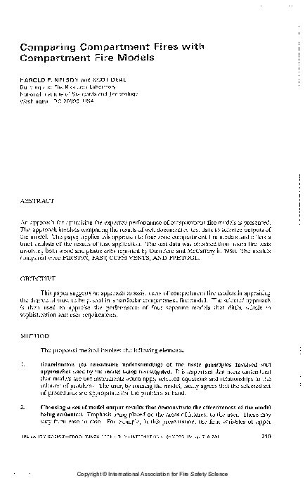 (PDF) Comparing Compartment Fires With Compartment Fire Models